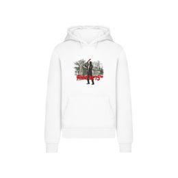 Kapuzenpullover F4NT4STIC "Friday the 13th", Herren, Gr. L, weiß, Obermaterial: 65% Baumwolle, 35% Polyester, slim fit, Pullover, Official Merch