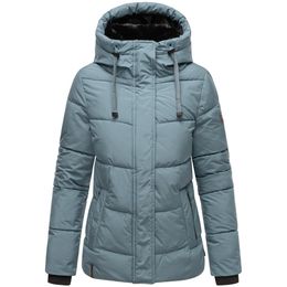Steppjacke Navahoo "Sag ja XIV", Damen, Gr. XXXL(46), blau (graublau), Oberstoff: 100% Polyester, Futter: 100% Polyester, Wattierung: 100% Polyester, Ärmelfutter: 100% Polyester, figurumspielend hüftbedeckend, hoch geschlossener Ausschnitt, Ärmel ohne Ärmelschlitz Rippstrickbündchen, Jacken, Warme gesteppte Winterjacke mit Kapuze