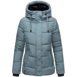 Steppjacke Navahoo "Sag ja XIV", Damen, Gr. L (40), blau (graublau), Oberstoff: 100% Polyester, Futter: 100% Polyester, Wattierung: 100% Polyester, Ärmelfutter: 100% Polyester, figurumspielend hüftbedeckend, hoch geschlossener Ausschnitt, Ärmel ohne Ärmelschlitz Rippstrickbündchen, Jacken, Warme gesteppte Winterjacke mit Kapuze