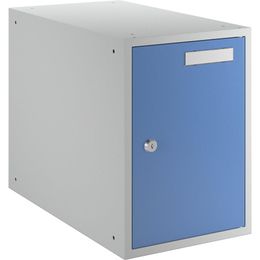 eurokraft basic Schlie&szlig;fachw&uuml;rfel, HxBxT 350 x 250 x 450 mm, Vollblecht&uuml;r, lichtgrau / lichtblau