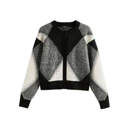next Strickjacke 'Argyle' Damen Gr&ouml;&szlig;e XXL grau / schwarzmeliert / wei&szlig;