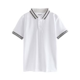next Poloshirt Jungen Gr&ouml;&szlig;e 158 hellgrau / schwarz / wei&szlig;