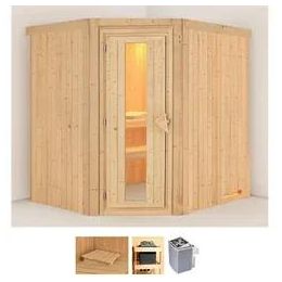 Sauna Karibu "Siirin", beige (naturbelassen), Saunaofen, integrierte Steuerung, 9 kW, Saunen, Ofen 9 kW integr. Strg
