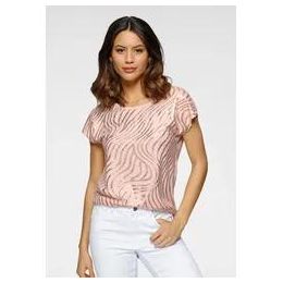 Rundhalsshirt Laura Scott, Damen, Gr. 42, rosa, Single Jersey, Obermaterial: 95% Viskose, 5% Elasthan, bedruckt, gemustert, metallic, unifarben, figurumspielend hüftbedeckend, Rundhals, angeschnitten, Shirts, Kurzarm, figurumspielend, aus elastischem Single Jersey