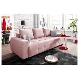 Schlafsofa Collection AB "Bella, B: 241 cm, Liegefl. 142x194 cm", rosa (rose), B:241cm H:90cm T:94cm, Zierkissen: 100% Polyester;Microfaser PRIMABELLE (100% Polyester);Struktur fein (100% Polyester), Sofas, mit Bettfunktion, Bettkasten & 2 Zierkissen, Federkern, Topseller