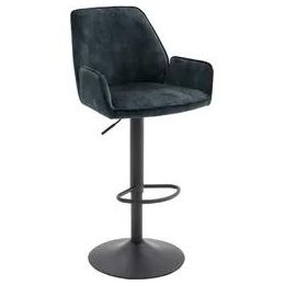 Bistrostuhl MCA furniture "OTTAWA Tresenstuhl Barstuhl Barmöbel Bistro", blau (petrol, schwarz matt lackiert), B:52cm H:91cm T:51cm, Stühle, Barhocker,Bistrostuhl,Barstuhl,drehbar,belastbar120kg,Sitzhöhe 63-84cm