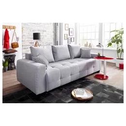 Schlafsofa Collection AB "Bella, B: 241 cm, Liegefl. 142x194 cm", grau (hellgrau), B:241cm H:90cm T:94cm, Zierkissen: 100% Polyester;Microfaser PRIMABELLE (100% Polyester);Struktur fein (100% Polyester), Sofas, mit Bettfunktion, Bettkasten & 2 Zierkissen, Federkern, Topseller