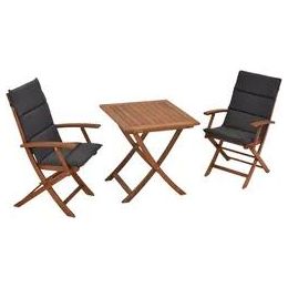 Balkonset Merxx "Comodoro", braun (braun,), B:64,5cm H:100cm T:56cm, FSC-zertifiziertes Massivholz, Sitzmöbel-Sets, 2 Klappsessel und Klapptisch