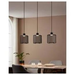 Eglo Hängeleuchte "GINESTRONE-Z Hängelampe schwarz, ZigBee 3.0, Timer, Pendelleuchte", schwarz-weiß (schwarz weiß), 3, Ø 0cm H: 110cm, 1 Stk., Leuchten, App/Sprachsteuerung Alexa, 90x20x110cm, exkl. Fernbedienung, 3-flammig