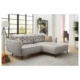 Jockenhöfer Ecksofa JOCKENHÖFER GRUPPE "Salo L-Form", grau (hellgrau), B:251cm T:110cm, Veloursstoff (100% Polyester);Kissen: 90% Polyester, 10% Viskose, Sofas, im Retrolook mit Wellenfederung und frei im Raum stellbar, Topseller