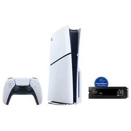 Samsung Konsolen-Set "Disk Edition (Slim) + Samsung 990 PRO Heatsink interne SSD 1TB", schwarz-weiß (weiß, schwarz), B:35,8 H:9,6 T:21,6, Spielekonsolen, PlayStation5