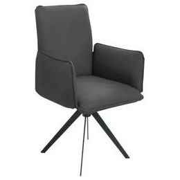 K+w Komfort & Wohnen Drehstuhl K+W KOMFORT & WOHNEN, grau (asphalt, schwarz), B:59cm H:94cm T:61cm, Stühle, Drehstuhl Esszimmerstuhl 4-Fuß-Stuhl, Blitzdrehkreuz und Rückholfunktion, dekorativer 12mm Biese