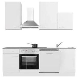 Küchenzeile Flex-Well "Neo", grau (küche: weiß, front: weiß matt, korpus: weiß, arbeitsplatte: beton, grau), B:220cm H:234cm T:60cm, Komplettküchen-Sets, Küchenzeile, wahlweise mit E-Geräten, Gesamtbreite 220 cm