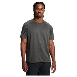 Trainingsshirt Under Armour "UA TECH 2.0 SS TEE", Herren, Gr. L, grau (carbon heath), Jersey, Obermaterial: 100% Polyester, normal, Rundhals, Raglanärmel abgesteppt, Shirts