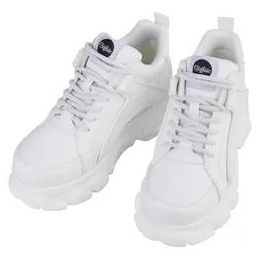 Plateausneaker Buffalo "CORIN", Damen, Gr. 41, weiß, Lederimitat, Schuhe, Schnürschuh, Freizeitschuh, Ugly Sneaker mit typischer Plateausohle