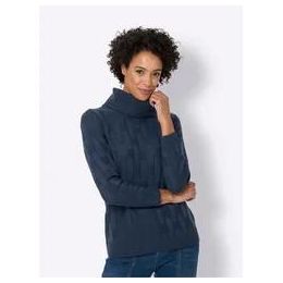 Rollkragenpullover Classic Basics "Rollkragen-Pullover", Damen, Gr. 38, blau (dunkelblau), 100% Polyacryl, unifarben, Pullover