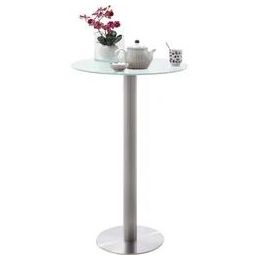 Bartisch MCA furniture "Zarina", weiß (weiß matt, edelstahl, weiß matt), B:65cm H:105cm T:65cm, Tische, Bartisch mit Glaskeramik Tischplatte mit Edelstahl Gestell