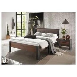 Bettanlage Home Affaire "BROOKLYN", grau (old mix dekor), B:146,8cm H:87cm T:212,4cm, Holzwerkstoff, Schlafzimmermöbel-Sets