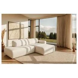 Ecksofa Andas "Myrland", beige (cream), B:222cm H:72cm T:166cm, 100% PES, Sofas, Breite 222 cm, Chenille, Easy Clean Stoff, mit Kaltschaum