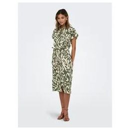 Hemdblusenkleid Only "ONLHANNOVER S/S SHIRT DRESS NOOS WVN", Damen, Gr. 38, N-Gr, beige (tarmac print:pumice stone graphic), Web, Obermaterial: 100% Polyester, bedruckt, Kleider, Sommerkleid