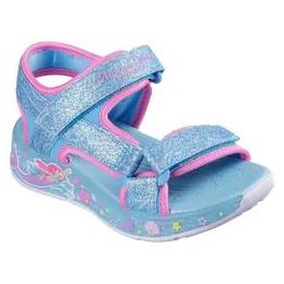 Sandale Skechers KIDS "MERMAID DREAMS SANDAL", Kinder, Gr. 30, bunt (blau, multi), Synthetik, Textil, Glitzer, kontrastfarbene Details, Schuhe, Blink,-Klettschuh, Meerjungfraudesign, Größenschablone zum Download
