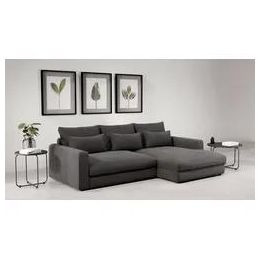 Ecksofa Home Affaire "Darwin, viele Kissen, extra tiefe Sitzfläche, 271/89/171 (B(H/T)", grau (anthrazit), B:271cm H:89cm T:171cm, 88% Polyester, 12% Polyacryl, Sofas, gemütlich und weich, L-Form, mit extra softem Sitzkomfort, Cord