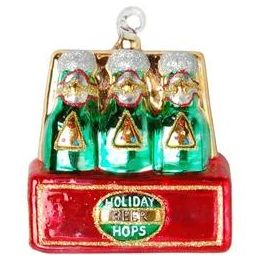 Christbaumschmuck KREBS GLAS LAUSCHA "Kasten Bier", bunt (mehrfarbig), B:11cm H:12cm T:12cm, Glas, Weihnachtsbaumschmuck, Christbaumschmuck aus Glas, mundgeblasen, handgefertigt, Figur