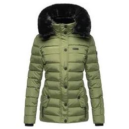 Steppjacke Navahoo "Milianaa", Damen, Gr. S (36), grün (tannengrün), Oberstoff: 100% Polyester, Futter: 100% Polyester, Wattierung: 100% Polyester, Ärmelfutter: 100% Polyester, Kunstfell: 100% Polyester, figurbetont Po-bedeckend, hoch geschlossener Ausschnitt, Ärmel ohne Ärmelschlitz Rippstrickbündchen kontrastfarben, Jacken, Edle Winterjacke mit weicher Kunstfell-Kapuze