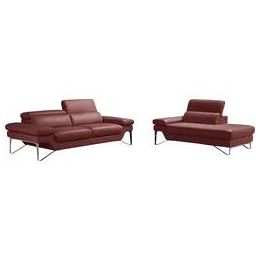 Polstergarnitur Egoitaliano "Princess", rot (burgundy,), H:95cm T:108cm, Leder CAREZZA (echtes Rindsleder) ist ein Naturleder, dass die ursprünglichen Eigenschaften der Haut nicht verändert. Das Vorhandensein von verheilten Narben, Körnungsunterschiede, Falten, Adern, Unterschiede in den Farbtönen und andere Spuren, die die Natur auf diesen Fellen hinterlassen hat, sind ein Beweis für die absolute