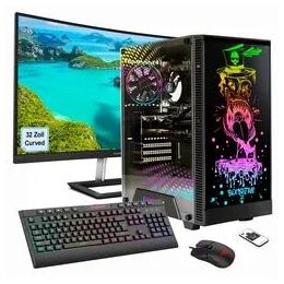 GAMEMAX PC-Komplettsystem "Multimedia-PC Rockstar", Energieeffizienz: F (A-G), schwarz, Microsoft Windows 11 Home (64 Bit), 16 GB RAM 1.000 GB SSD, Computer_Komplettsysteme, Windows 11,inklusive 32" Curved Monitor Philips E-line 322E1C