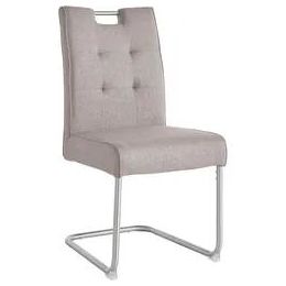Freischwinger s.Oliver "Ciella", hellgrau, chromfarben, B:47cm H:96cm T:60cm, Polyester, Stühle, mit hochwertiger 3D-Steppung und Taschenfederkern, Edelstahlgestell