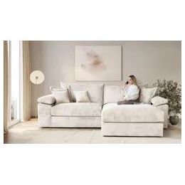 Ecksofa Home Affaire "Soft&Cosy XXL L-Form, B: 303 cm", beige (cream), B:303cm T:187cm, 100% Polyester, Sofas, Mega-Sofa, Cord oder Chenille-Struktur, mit Federkern & 4 Zierkissen, Topseller