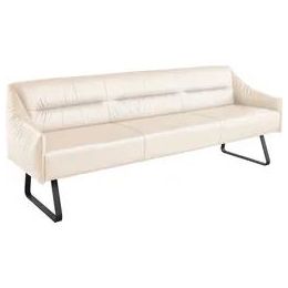 Essbank Musterring "JustB SP500", weiß (bianco), B:262cm H:86cm T:70cm, Sitzbänke, Metallkufe schwarz, verschiedene Farben, Breite 220 oder 250 cm