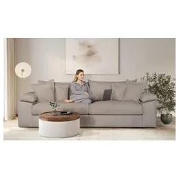 Big-Sofa Home Affaire "Soft&Cosy XL, B: 246 cm", grau (taupe), B:246cm T:123cm, 100% Polyester, Sofas, Mega-Sofa, Cord oder Chenille-Struktur, mit Federkern & 4 Zierkissen, Topseller