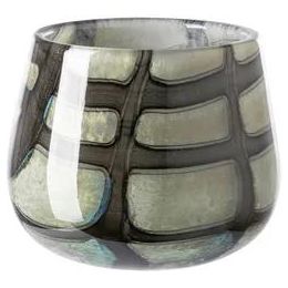 Tischvase Fink "MARLY", grün (hellgrün, schwarz), H:9,5cm Ø:11cm, Glas, Vasen, Dekovase, Blumenvase, Windlicht, Vase aus Glas