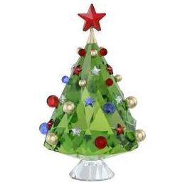 Weihnachtsfigur Swarovski "Deko Kristall Sammelfigur Holiday Cheers Weihnachtsbaum", bunt (grün, rot, blau, kristallweiß, goldfarben), Dekofiguren, B/H/T: 5,09cm x 7,85cm x 5,09cm, Weihnachtsbaum, Metall, Swarovski Kristall, Swarovski Kristall, B:5,09cm H:7,85cm T:5,09cm