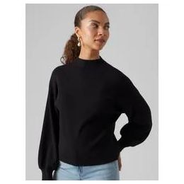 Véro Moda Strickpullover VERO MODA "VMNANCY LS FUNNELNK PULLOVER GA", Damen, Gr. M, schwarz, Strick, Obermaterial: 52% Viskose, 28% Polyester, 20% Nylon, unifarben, regular fit, Rippstrickbündchen, Pullover