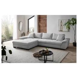 Ecksofa MR. COUCH "Dario, L-Form, mit Bett und Bettkasten", stripes 8637 warm grau, B:323cm H:86cm T:211cm, 92% Polyester / 8% Nylon, Sofas, mit Kaltschaum