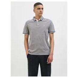 Jack & Jones Poloshirt JACK & JONES "JJEPAULOS POLO SS NOOS", Herren, Gr. M, grau (ultimate grau detail:play), Jersey, Obermaterial: 100% Baumwolle, unifarben, slim fit taillenbedeckt, Rundhals, Shirts, mit Logo Stickerei