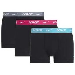 Trunk Nike UNDERWEAR "TRUNK 3PK", Herren, Gr. M, blk dty cts, rush pink, cool grau wb, Jersey, Obermaterial: 95% Baumwolle, 3% sonstige Fasern, 2% Elasthan, kontrastfarbene Details, unifarben, körpernah, Unterhosen, mit farbigem Nike Logo-Elastikbund