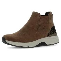 Chelseaboots Gabor ROLLINGSOFT, Damen, Gr. 38,5, braun (cognac), Elastischer Einsatz, Veloursleder, Schuhe, Plateau, High Top-Sneaker, Schnürschuh mit Grip-Profil