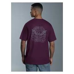 T-Shirt TRIGEMA "TRIGEMA T-Shirt mit Motorrad-Printmotiven", Herren, Gr. M, lila (aubergine), 100% Baumwolle, Basic, Shirts