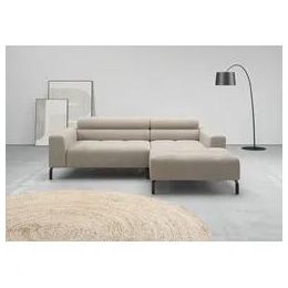 Ecksofa Home Affaire "Ecksofa Claya, L-Form, Kopfteilverstellung, Breite 223 cm", sand, B:223cm H:71cm T:179cm, 95% Polyester, 5% Nylon, Sofas, Moderne Steppung, weicher Polsteraufbau & saugroboterfreundliche Höhe