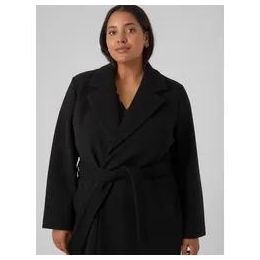 Langmantel Vero Moda CURVE "VMCFORTUNEAYA LONG COAT GA CUR NOOS", Damen, Gr. 48, schwarz, Web, Obermaterial: 100% Polyester, unifarben, kniebedeckend, V-Ausschnitt, Mäntel