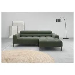 Ecksofa Home Affaire "Ecksofa Claya, L-Form, Kopfteilverstellung, Breite 223 cm", oliv, B:223cm H:71cm T:179cm, 95% Polyester, 5% Nylon, Sofas, Moderne Steppung, weicher Polsteraufbau & saugroboterfreundliche Höhe