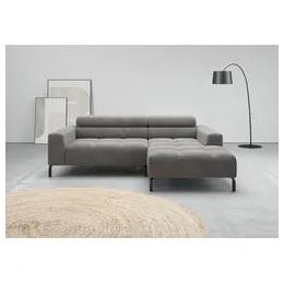 Ecksofa Home Affaire "Ecksofa Claya, L-Form, Kopfteilverstellung, Breite 223 cm", dunkelgrau, B:223cm H:71cm T:179cm, 88% Polyester, 12% Polyacryl, Sofas, Moderne Steppung, weicher Polsteraufbau & saugroboterfreundliche Höhe