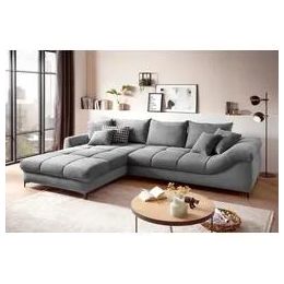 Ecksofa MR. COUCH "Ronaldo, L-Form, wahlweise mit Kaltschaum", stripes 8629 stone, B:332cm H:96cm T:227cm, 92% Polyester / 8% Nylon, Sofas, mit Kaltschaum, bis 140 kg pro Sitzplatz belastbar