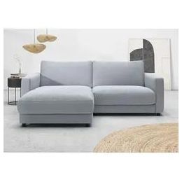 Ecksofa Home Affaire "Ecksofa Jiro, L-Form, große Sitztiefe, Breite 226 cm", light blau, B:226cm H:85cm T:190cm, 85% Polyester, 15% Viskose, Sofas, lose Sitz- & Rückenkissen, weicher Polsteraufbau, komfortabel & modern