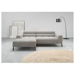 Ecksofa Home Affaire "Ecksofa Claya, L-Form, Kopfteilverstellung, Breite 223 cm", grau, B:223cm H:71cm T:179cm, 95% Polyester, 5% Nylon, Sofas, Moderne Steppung, weicher Polsteraufbau & saugroboterfreundliche Höhe