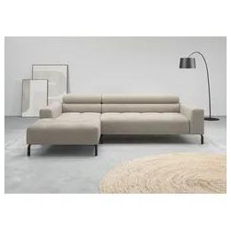 Ecksofa Home Affaire "Ecksofa Claya, L-Form, Kopfteilverstellung, Breite 258 cm", sand, B:258cm H:71cm T:179cm, 95% Polyester, 5% Nylon, Sofas, Moderne Steppung, weicher Polsteraufbau & saugroboterfreundliche Höhe